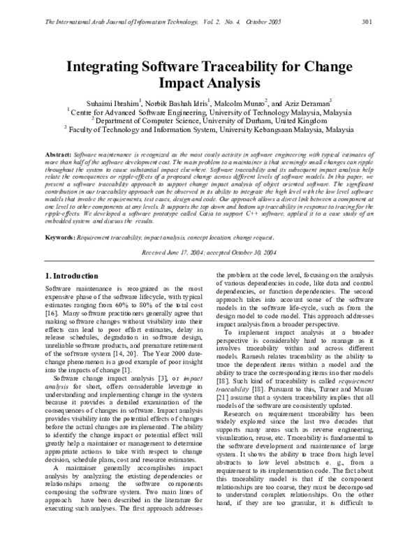 (PDF) Integrating Software Traceability for Change Impact Analysis