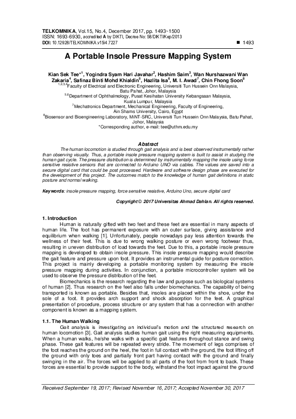 (PDF) A Portable Insole Pressure Mapping System