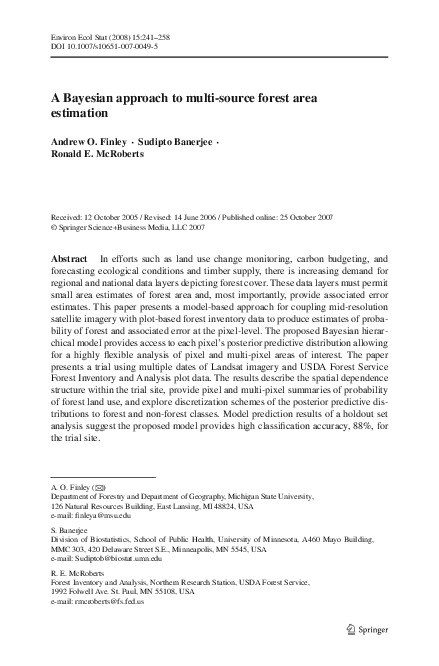 (PDF) A Bayesian approach to multi-source forest area estimation
