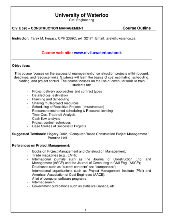 (PDF) Computer-based construction project management