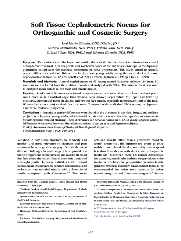 (PDF) Soft Tissue Cephalometric Norms for Orthognathic and Cosmetic Surgery