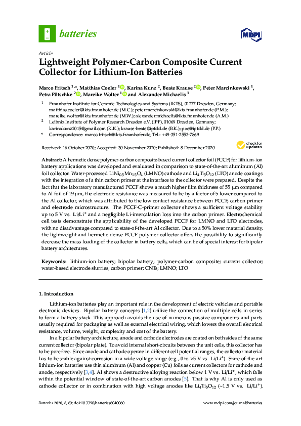 (PDF) Lightweight Polymer-Carbon Composite Current Collector for ...