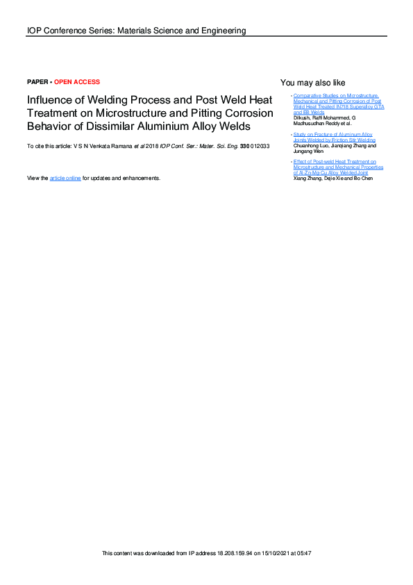 (PDF) Influence of Welding Process and Post Weld Heat Treatment on Microstructure and Pitting ...
