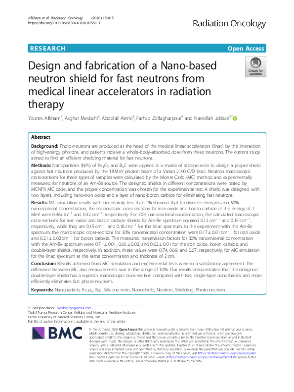 (PDF) Design and fabrication of a Nano-based neutron shield for fast ...