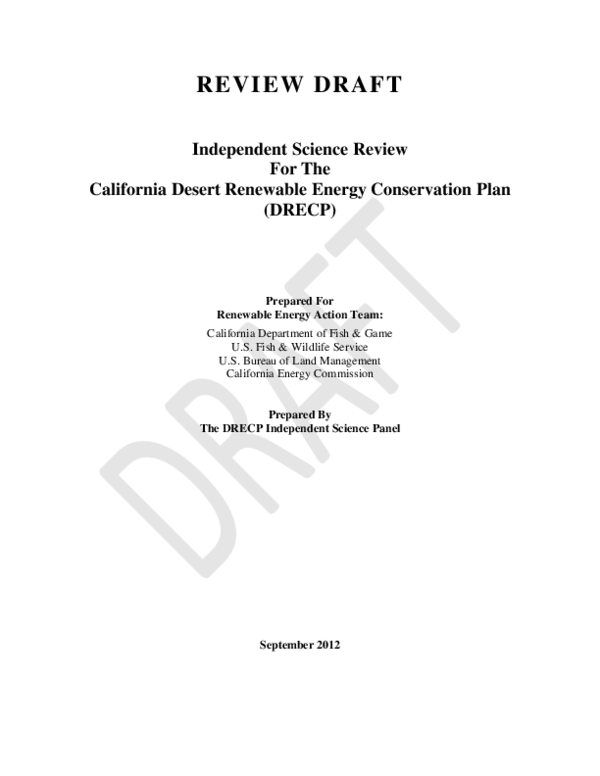 (PDF) Independent Science Review For The California Desert Renewable ...
