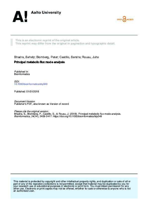 (PDF) Principal Metabolic Flux Mode Analysis