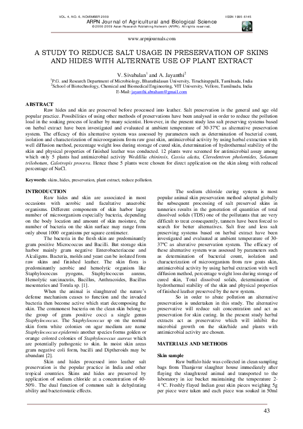 (PDF) A Study to Reduce Salt Usage in Preservation of Skins and Hides ...