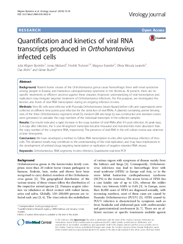 (PDF) Quantification and kinetics of viral RNA transcripts produced in ...