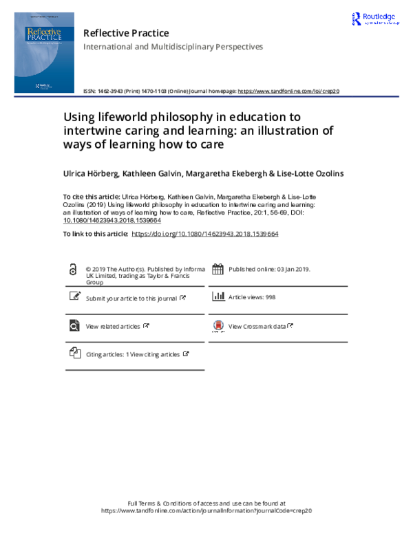 (PDF) Using lifeworld philosophy in education to intertwine caring and ...