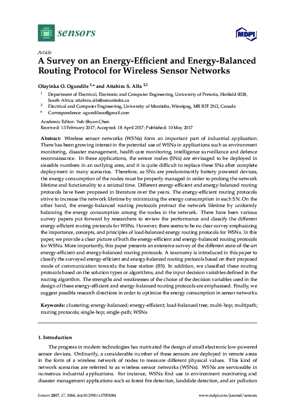 (PDF) A Survey on an Energy-Efficient and Energy-Balanced Routing Protocol for Wireless Sensor ...