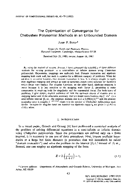 (PDF) The optimization of convergence for chebyshev polynomial methods in an unbounded domain