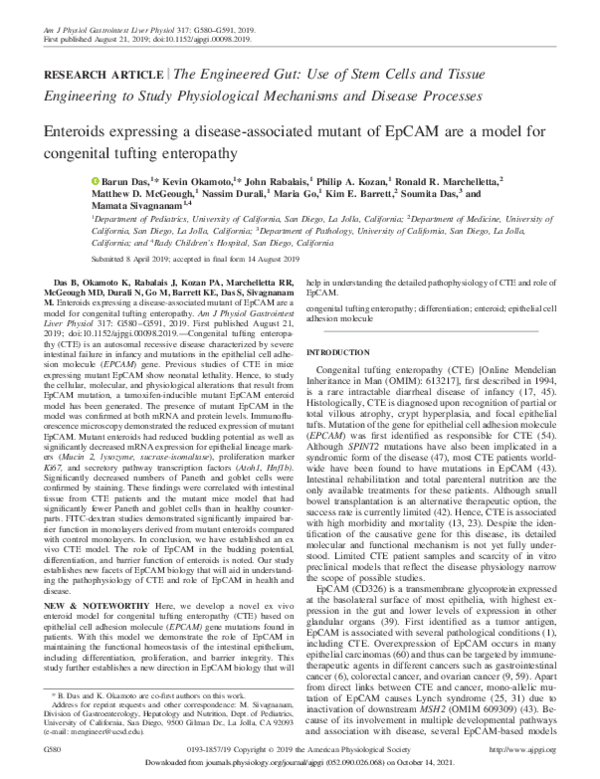 (PDF) Enteroids expressing a disease-associated mutant of EpCAM are a ...