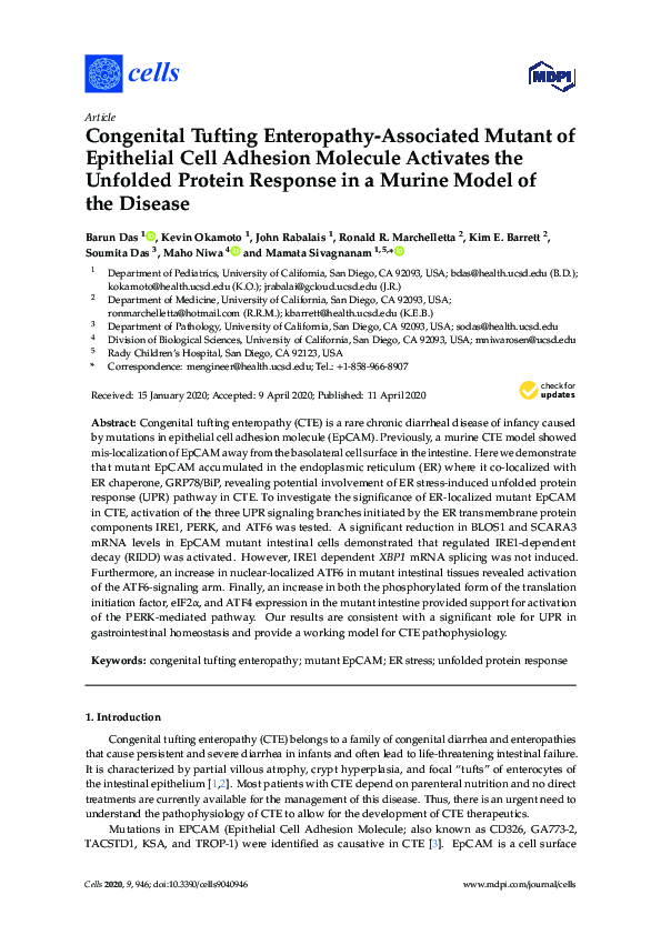 (PDF) Congenital Tufting Enteropathy-Associated Mutant of Epithelial ...