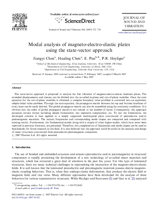 (PDF) Modal analysis of magneto-electro-elastic plates using the state ...