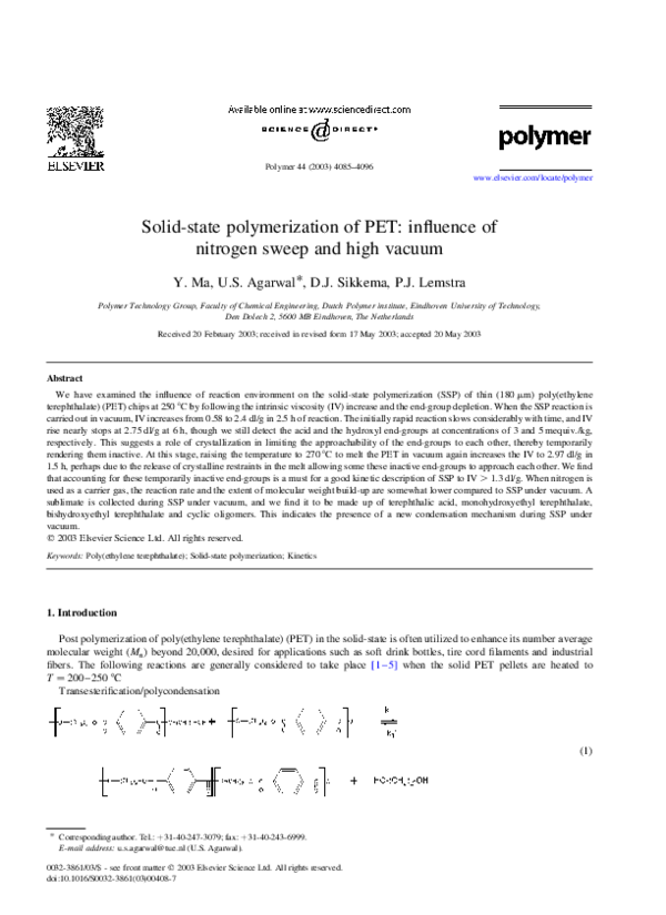 (PDF) Solid-state polymerization of PET: influence of nitrogen sweep ...