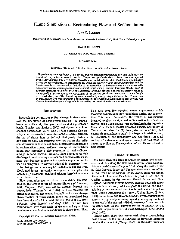 (PDF) Flume simulation of recirculating flow and sedimentation