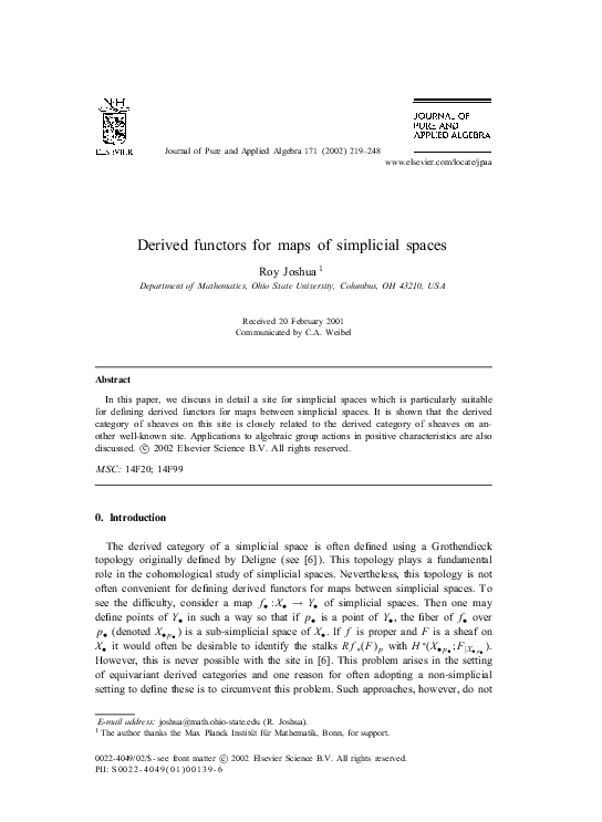 (PDF) Derived functors for maps of simplicial spaces