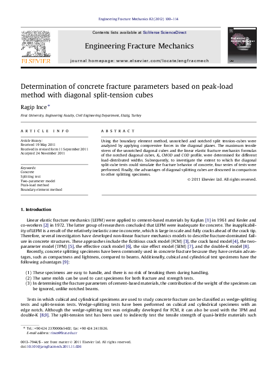 (PDF) Determination of concrete fracture parameters based on two-parameter and size effect ...