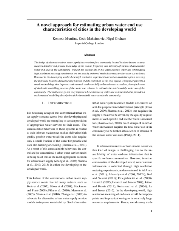 (PDF) A novel approach for estimating urban water end use ...