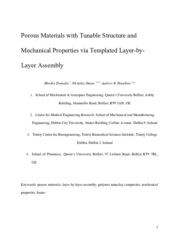 (PDF) Porous Materials with Tunable Structure and Mechanical Properties ...