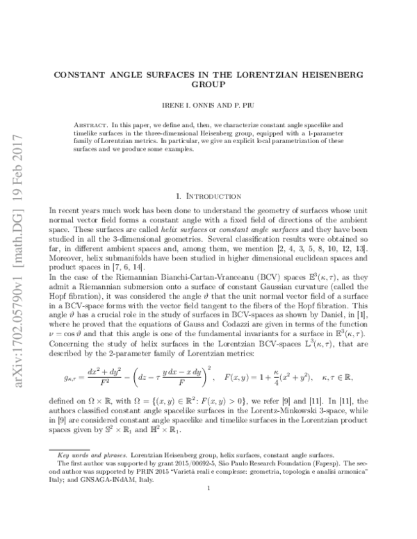 (PDF) Constant angle surfaces in the Lorentzian Heisenberg group