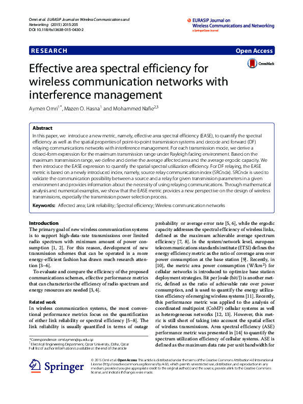 (PDF) Effective area spectral efficiency for wireless communication ...