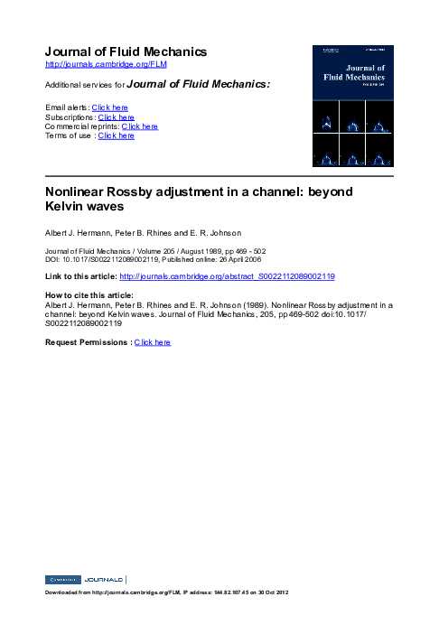 (PDF) Nonlinear Rossby adjustment in a channel: beyond Kelvin waves ...
