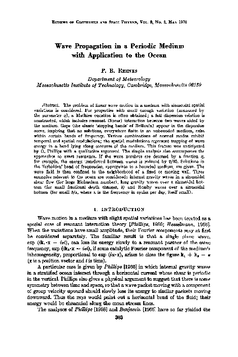 (PDF) Wave propagation in a periodic medium with application to the ocean