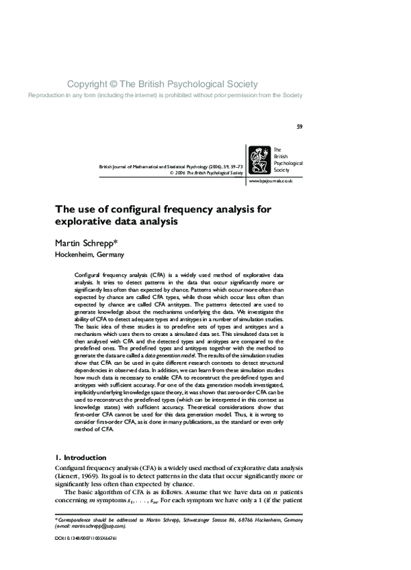 (PDF) The use of configural frequency analysis for explorative data analysis