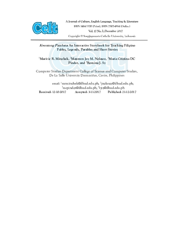 (PDF) Kwentong Pambata: Interactive Storybook for Filipino Fables ...