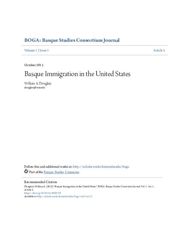 (PDF) Basque Immigration in the United States