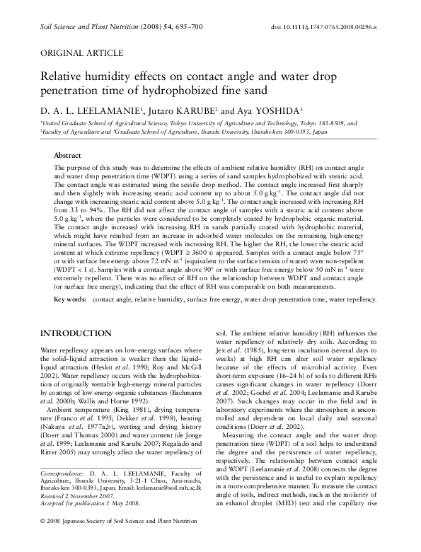 (PDF) Relative humidity effects on contact angle and water drop ...
