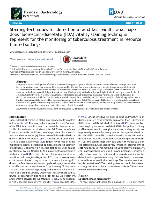 (PDF) Staining techniques for detection of acid fast bacilli: what hope ...