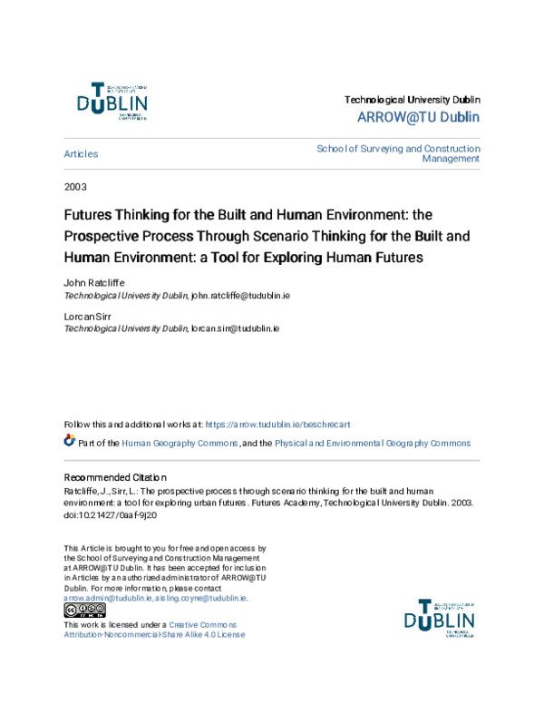 (PDF) Futures Thinking for the Built and Human Environment: the ...