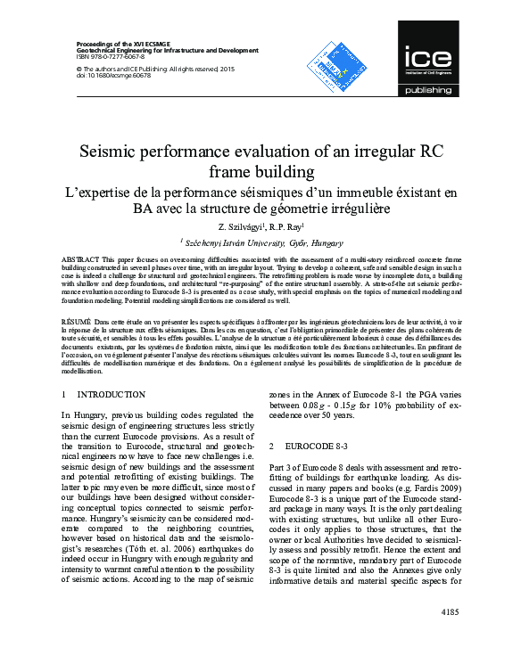 (PDF) Seismic performance evaluation of an irregular RC frame building
