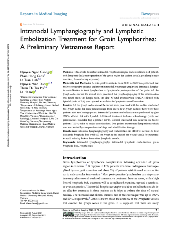 (PDF) Transafferent nodal embolization for lymphocele treatment: case ...