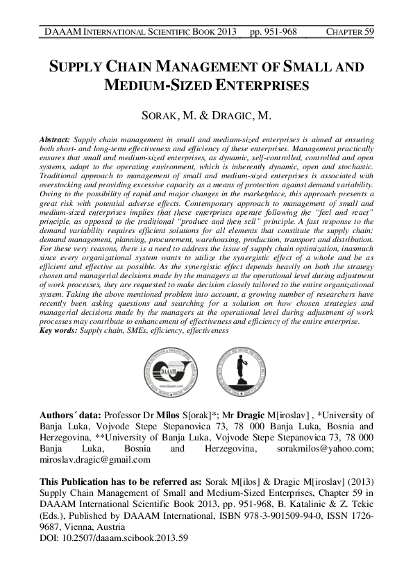 (PDF) Supply Chain Management of Small and Medium-Sized Enterprises