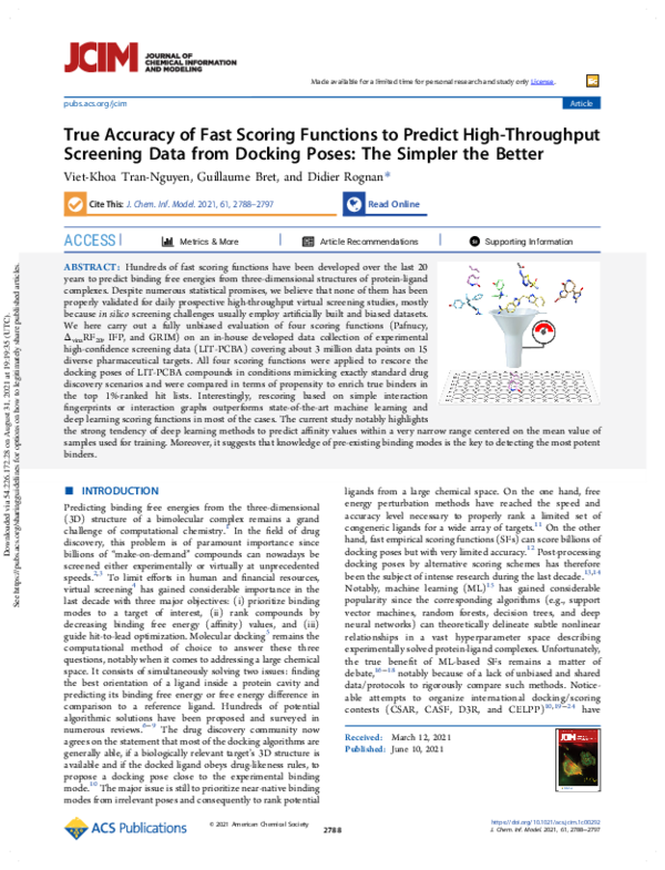 Pdf True Accuracy Of Fast Scoring Functions To Predict High