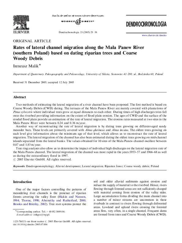 (PDF) Rates of lateral channel migration along the Mala Panew River ...