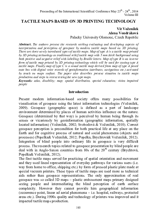 (PDF) Tactile Maps Based on 3D Printing Technology