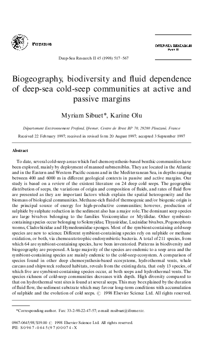 (PDF) Biogeography, biodiversity and fluid dependence of deep-sea cold ...