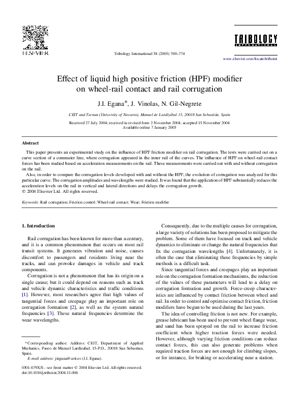 (PDF) Effect of liquid high positive friction (HPF) modifier on wheel ...