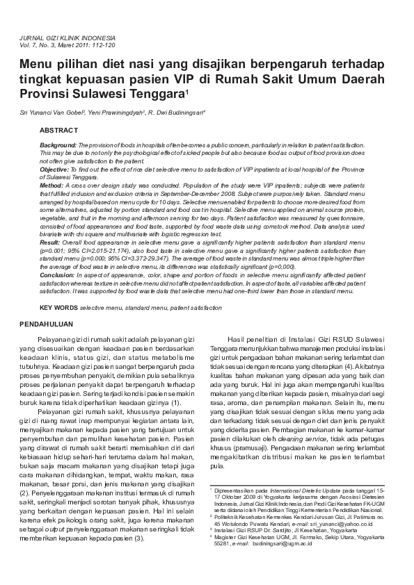 (PDF) Menu pilihan diet nasi yang disajikan berpengaruh terhadap ...