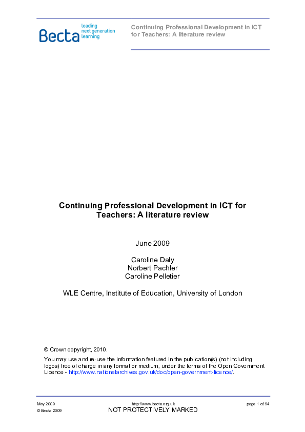 (PDF) Continuing Professional Development in ICT for teachers | Norbert ...