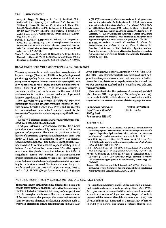 (PDF) Heparin-Induced Thrombocytopenia in Pregnancy