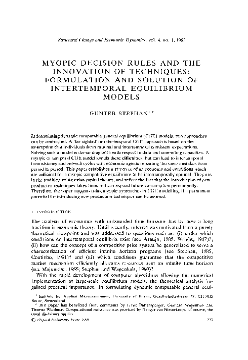 (PDF) Myopic decision rules and the innovation of techniques ...