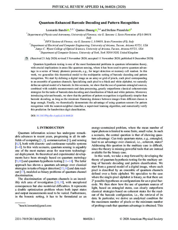 (PDF) Quantum-Enhanced Barcode Decoding and Pattern Recognition