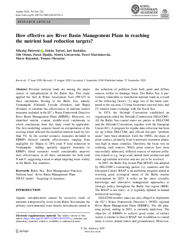 (PDF) How effective are River Basin Management Plans in reaching the ...