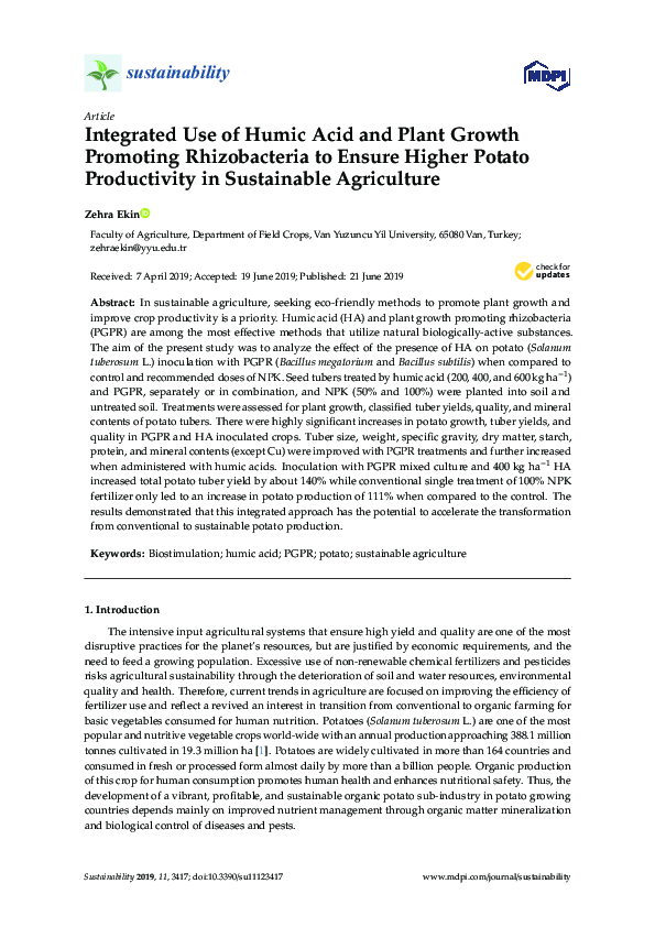 (PDF) Integrated Use of Humic Acid and Plant Growth Promoting ...