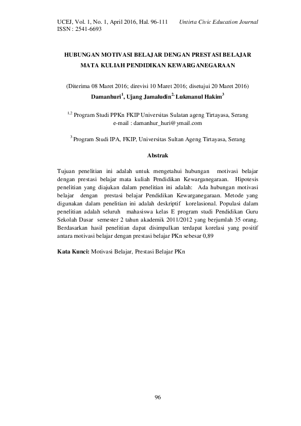 (PDF) Hubungan motivasi belajar dengan prestasi belajar siswa di SMK dua Mei Ciputat